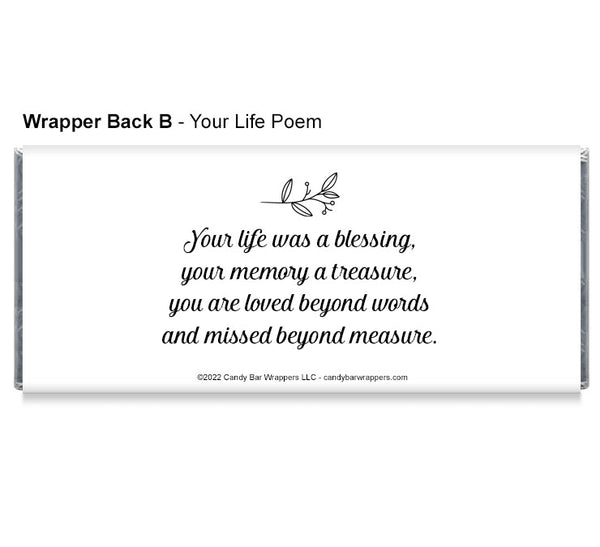 Celebration of Life Candy Bar Wrappers with Full Photo Background ...