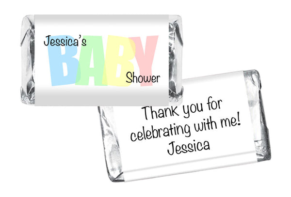 Pastel BABY Girl Baby Shower Mini Bar Wrappers - CandyBarWrappers.com