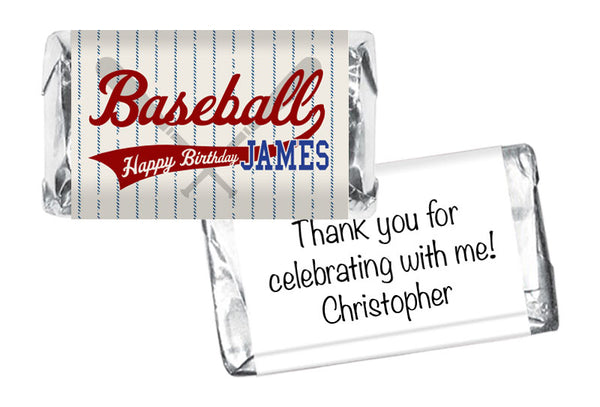 Retro Baseball Boy Birthday Mini Bar Wrappers - CandyBarWrappers.com