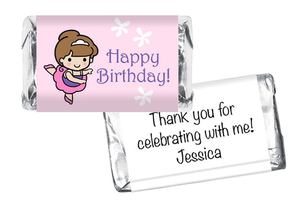 Ballet Girl Birthday Mini Bar Wrappers - CandyBarWrappers.com