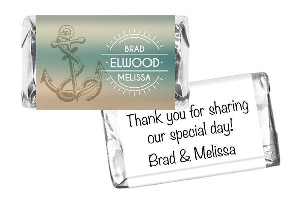 Nautical Anchor Wedding Mini Bar Wrappers - CandyBarWrappers.com