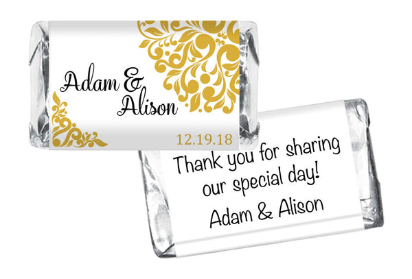 Gold Wedding Mini Bar Wrappers - CandyBarWrappers.com