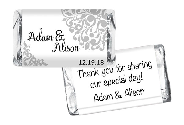 Silver Wedding Mini Bar Wrappers - CandyBarWrappers.com