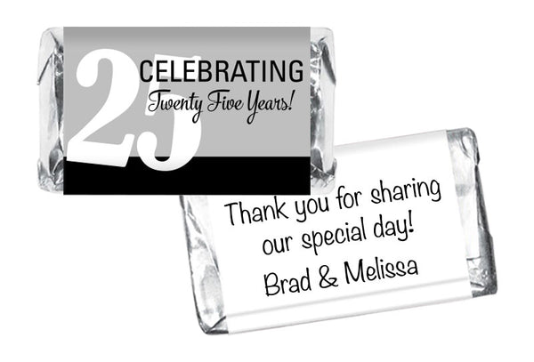 Silver Anniversary Mini Bar Wrappers - CandyBarWrappers.com