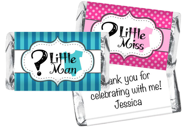 Little Miss Little Man Gender Reveal Mini Bar Wrappers ...