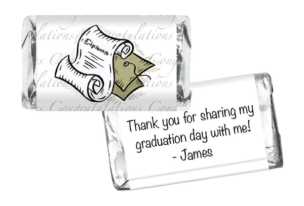 Diploma Script Graduation Mini Bar Wrappers - CandyBarWrappers.com