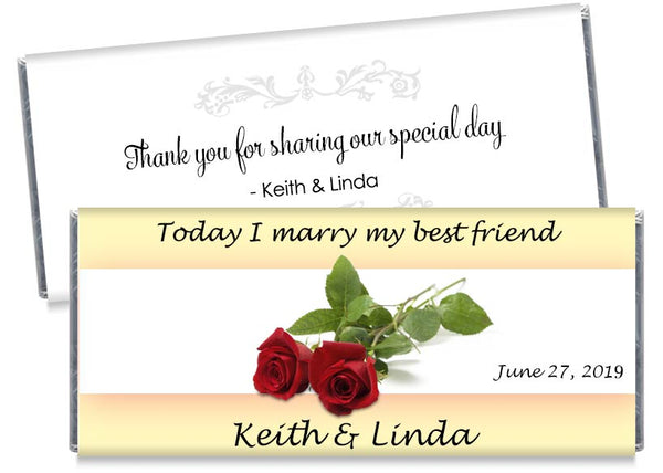 Best Friend Red Roses Wedding Candy Bar Wrappers - CandyBarWrappers.com