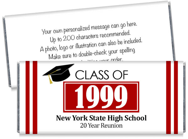 Grad Cap High School Reunion Candy Bar Wrappers - CandyBarWrappers.com