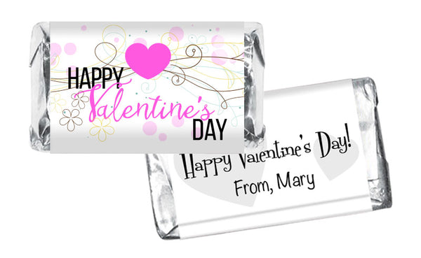 Swirls Valentine's Day Mini Bar Wrappers - CandyBarWrappers.com