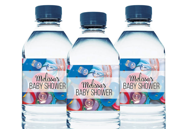 Pacifiers Personalized Baby Shower Water Bottle Sticker Labels ...
